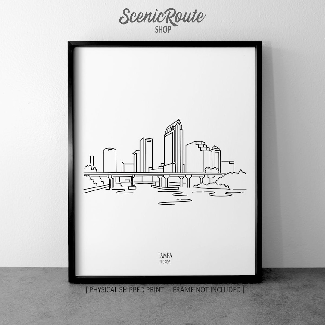 Tampa Skyline Drawing Art Print: Florida Minimalist Line Art, Modern ...
