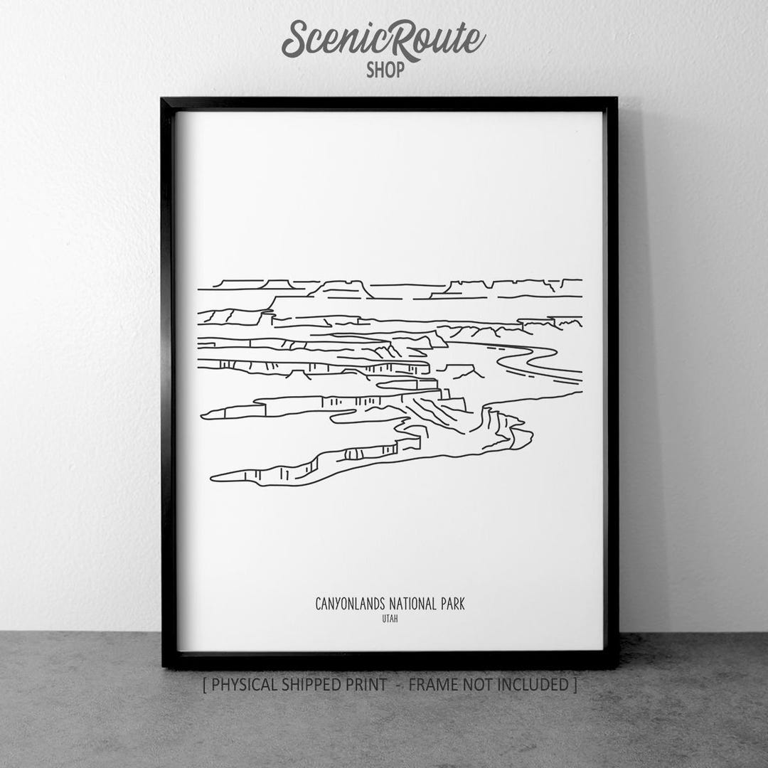 Canyonlands National Park Drawing Art Print Utah Minimalist Line Art