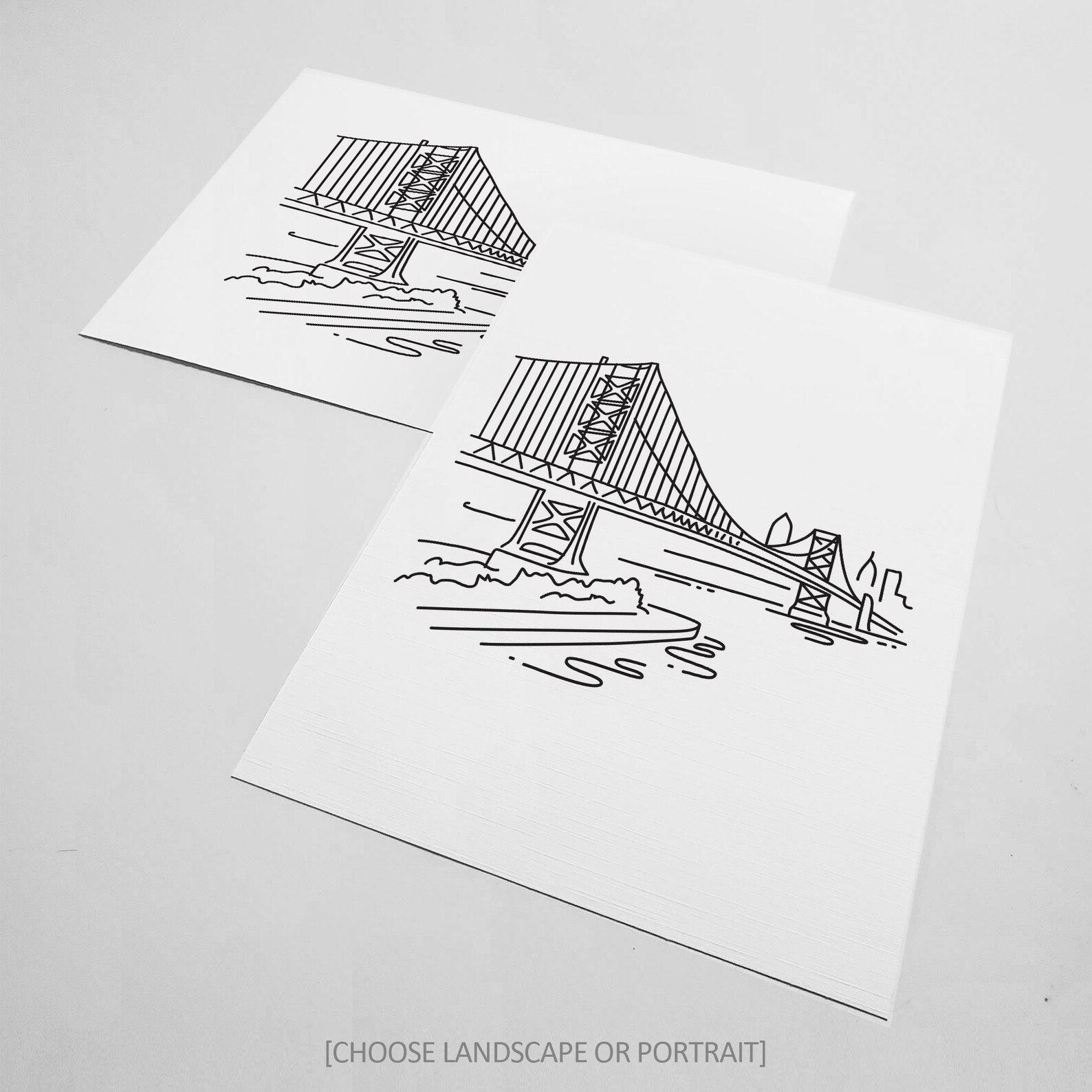 Philadelphia Benjamin Franklin Bridge Line Art Drawing | Etsy