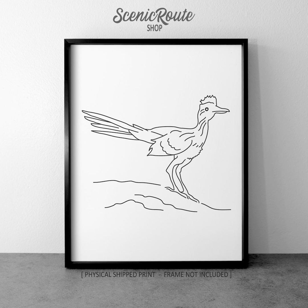 Roadrunner Drawing Art Print: Wildlife Minimalist Line Art, Modern ...