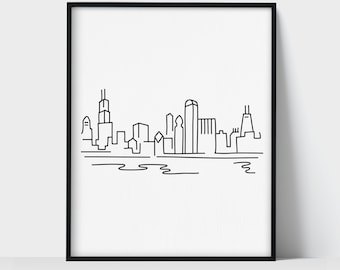 Chicago Line Art - Etsy