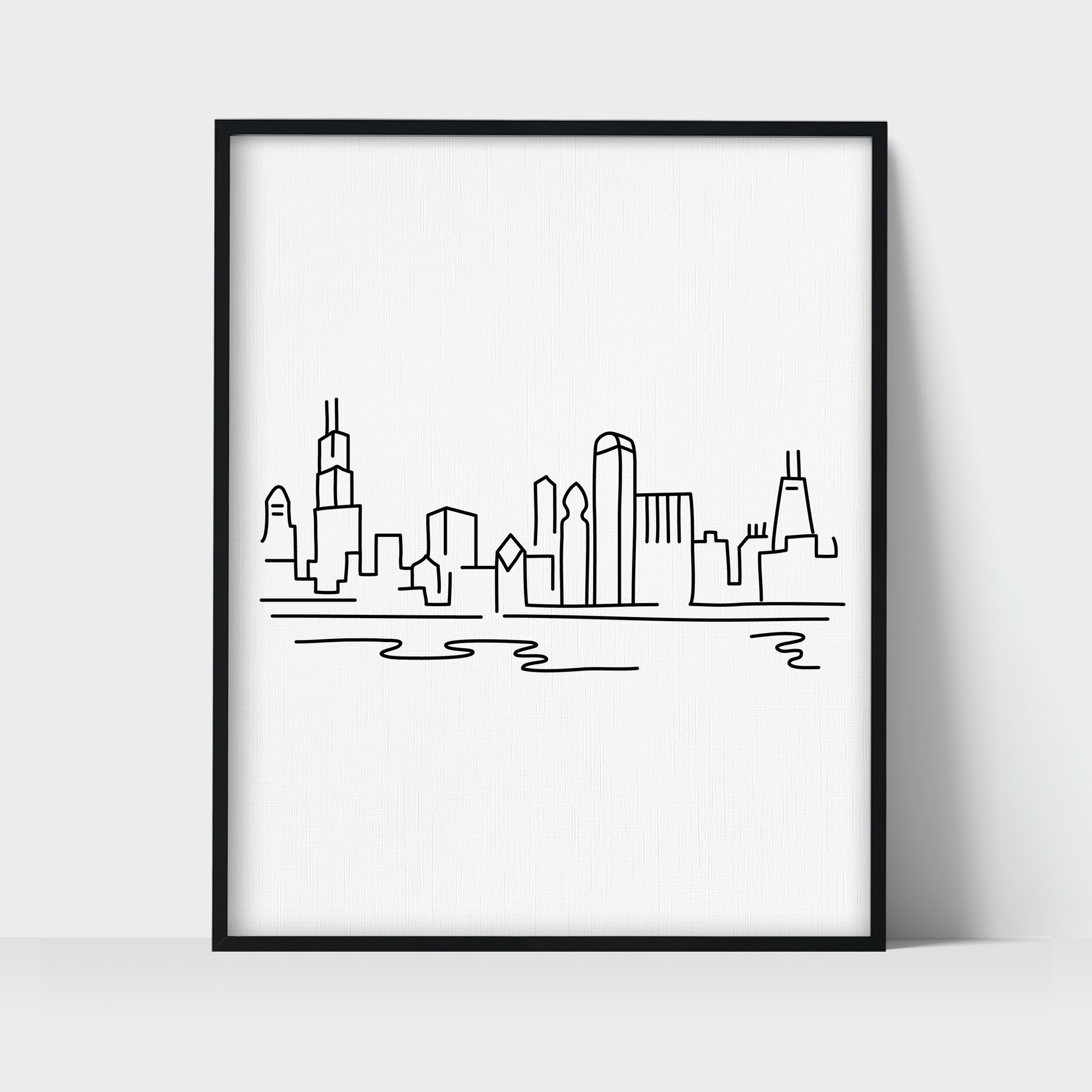 Chicago Skyline Outline Drawing