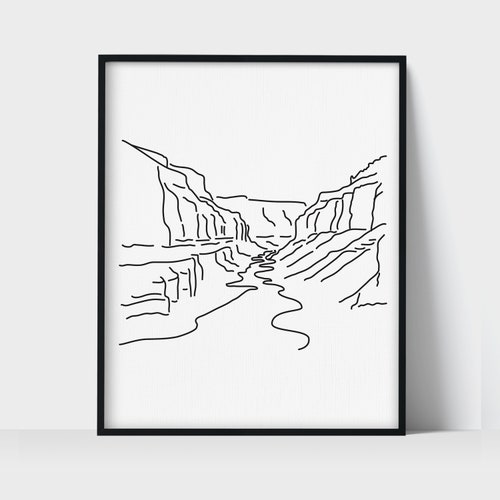 Glacier National Park Line Art Drawing Unframed Print - Etsy