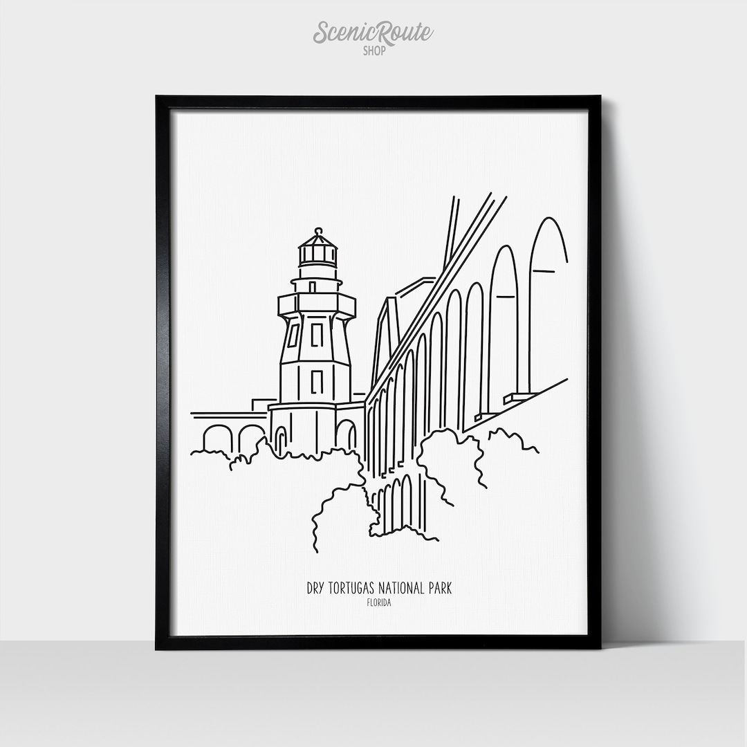Dry Tortugas National Park, Florida Line Art Print Unframed Physical ...