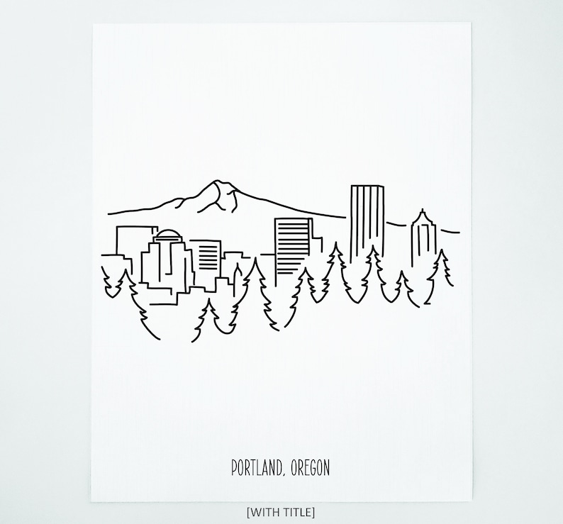 Portland Oregon Skyline Line Art Minimalist Wall Art Drawing | Etsy