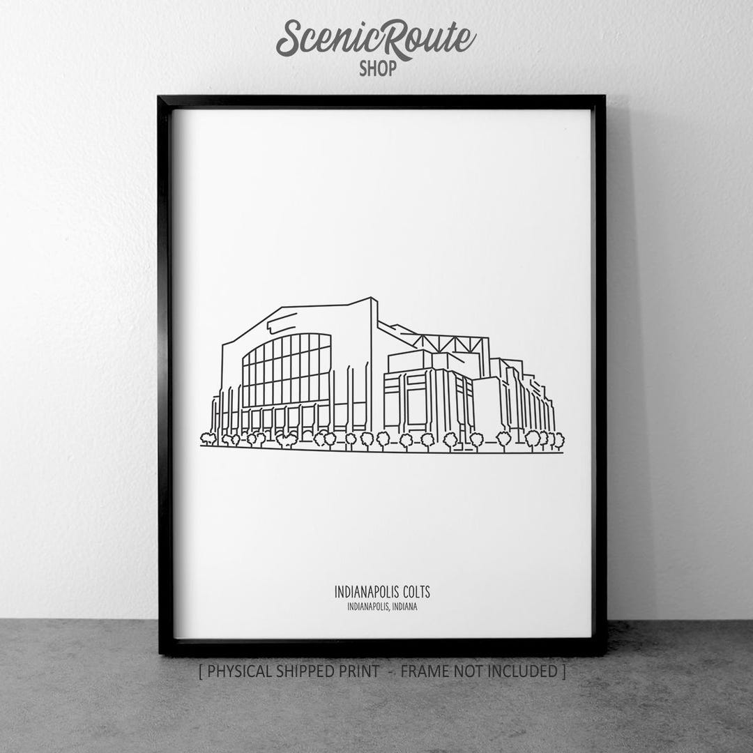 Indianapolis Colts Stadium Drawing Art Print: Football Minimalist Line ...