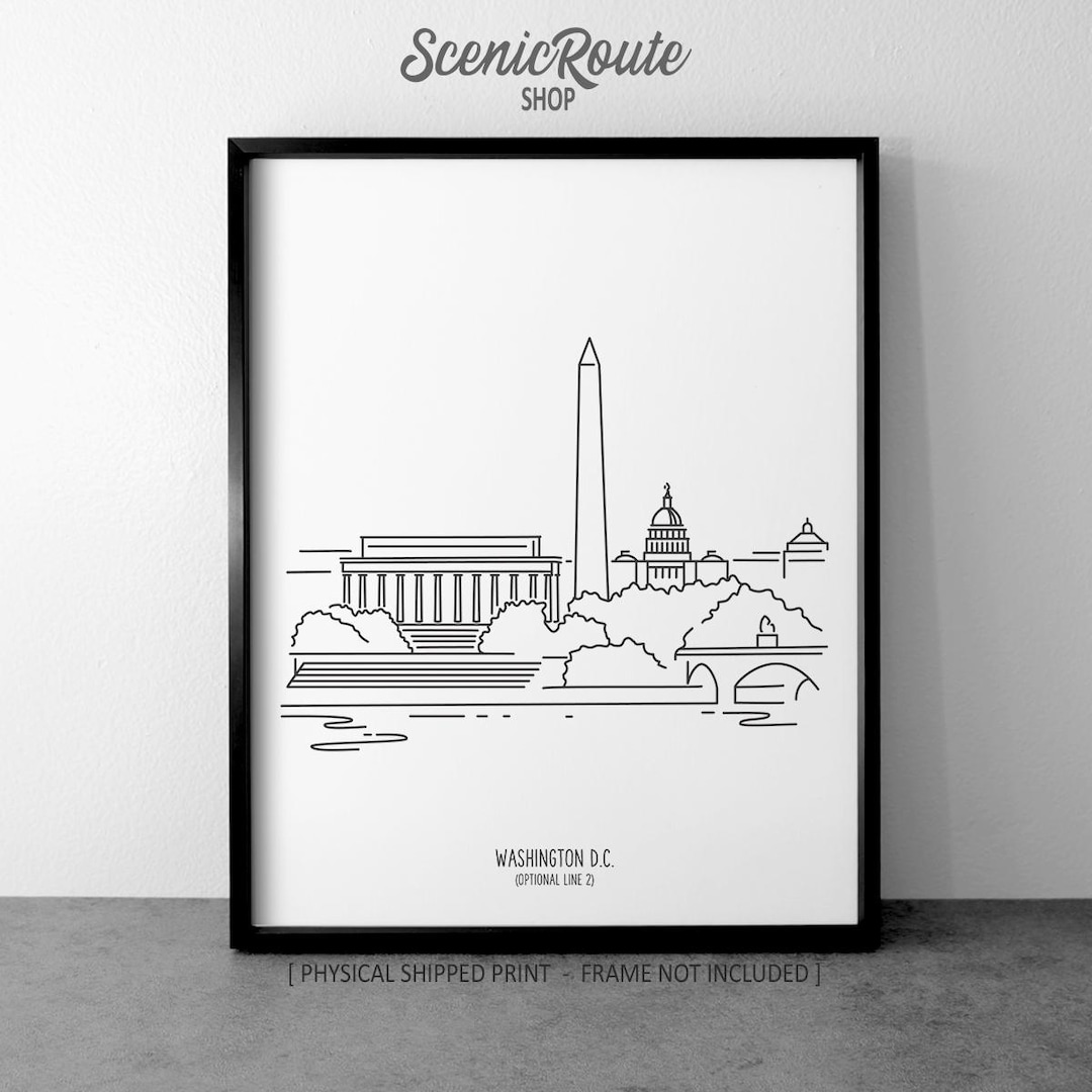 Washington DC Skyline Drawing Art Print: Capitol Minimalist Line Art ...
