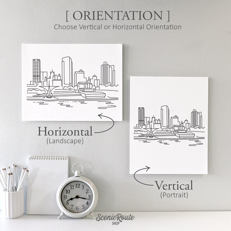 Milwaukee Skyline Drawing Art Print: Wisconsin Minimalist Line Art ...