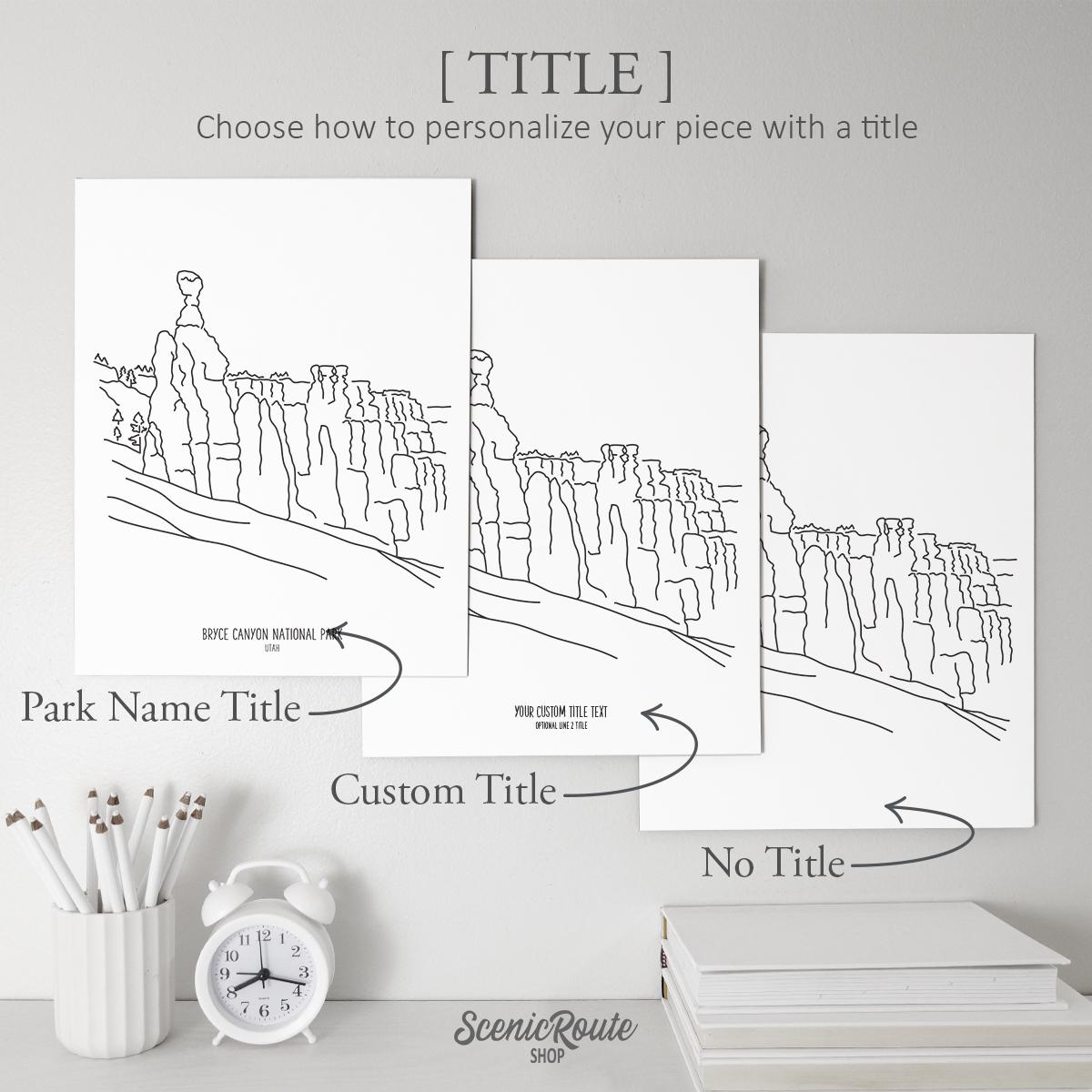 Bryce Canyon National Park Drawing Art Print: Utah Minimalist Line Art ...