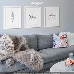 Tucson Arizona Skyline Line Art Print - Unframed Physical Print | Black ...