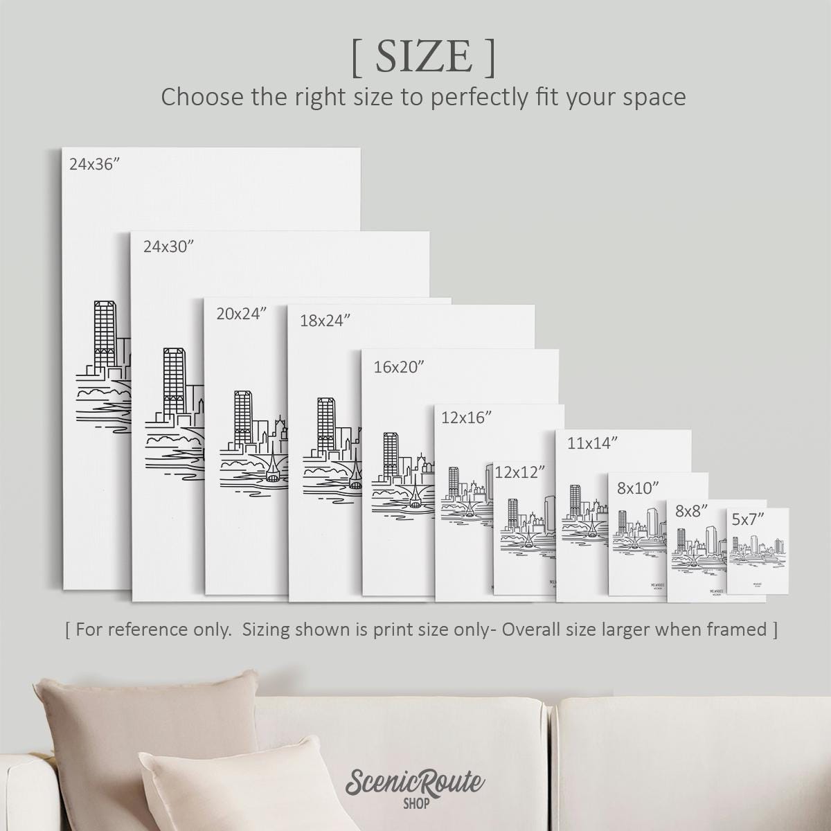 Milwaukee Skyline Drawing Art Print: Wisconsin Minimalist Line Art ...