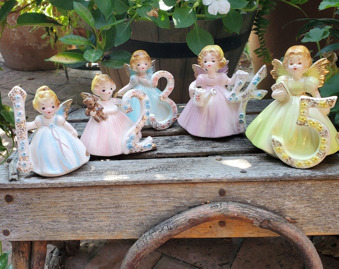 Vintage Set of Ages 1 to 5 Birthday Angels Joseg Originals Made in ...