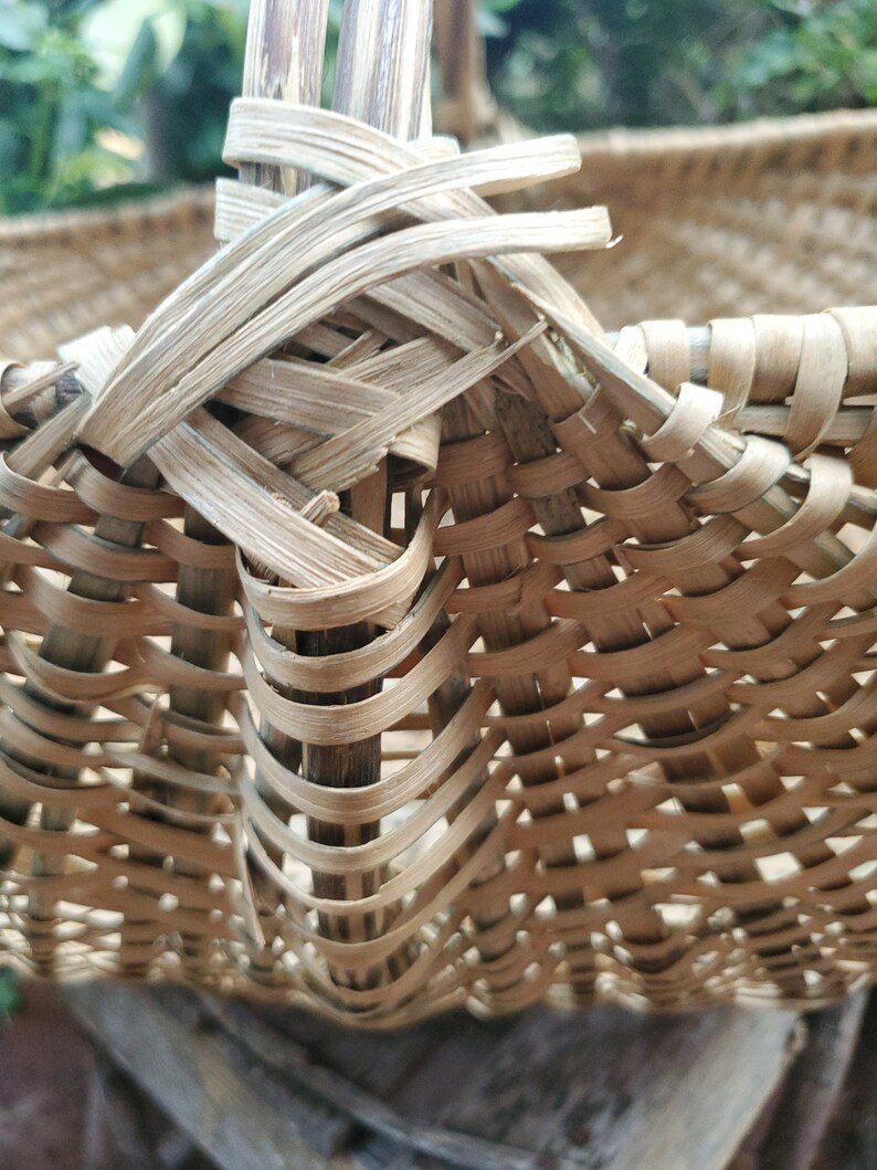 Vintage Very Large Hand Woven Splint Gathering Basket With - Etsy