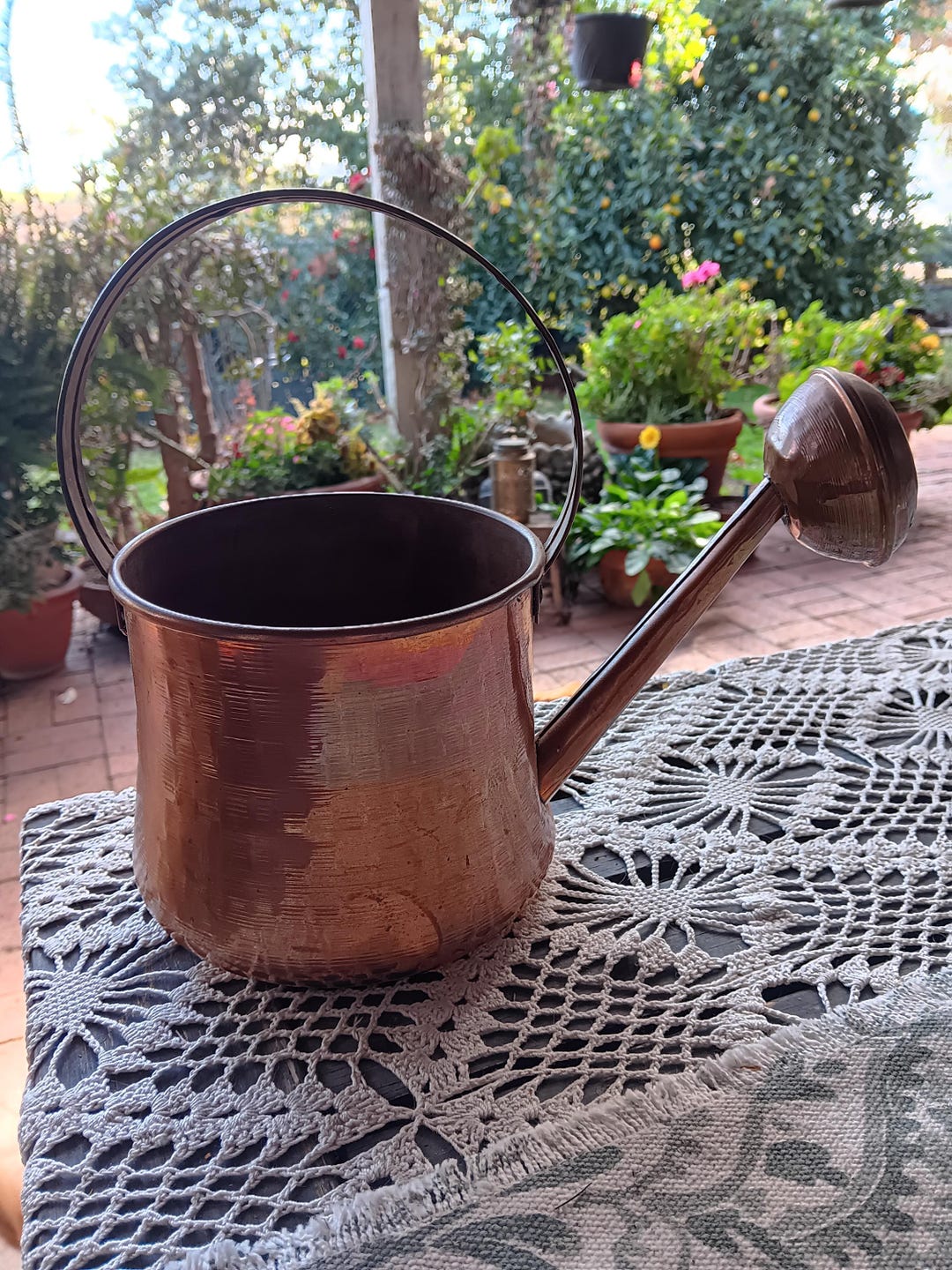 Vintage Copper Watering Can With Bulb Shaped Attached Rose Garden Gift ...