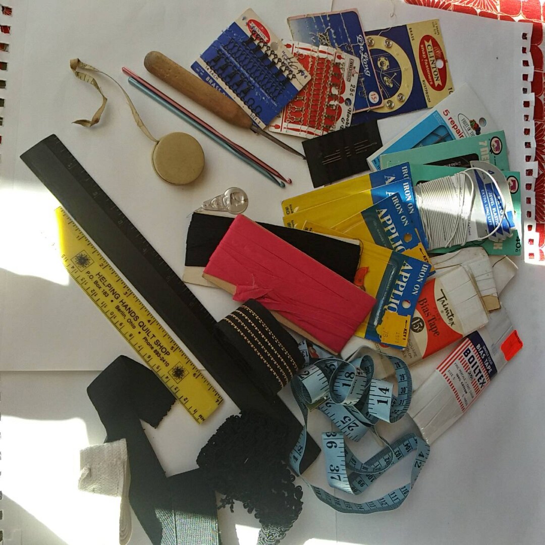 Vintage Sewing Notions Crochet Hooks, Applied, Trims, Rulers, Needle ...
