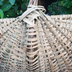Vintage Very Large Hand Woven Splint Gathering Basket With Twig Bundle ...