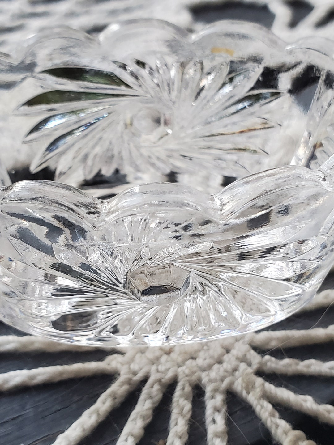 Vintage Crystal Salt Dish Salt Dip Starburst Elegant Glass Elegant ...