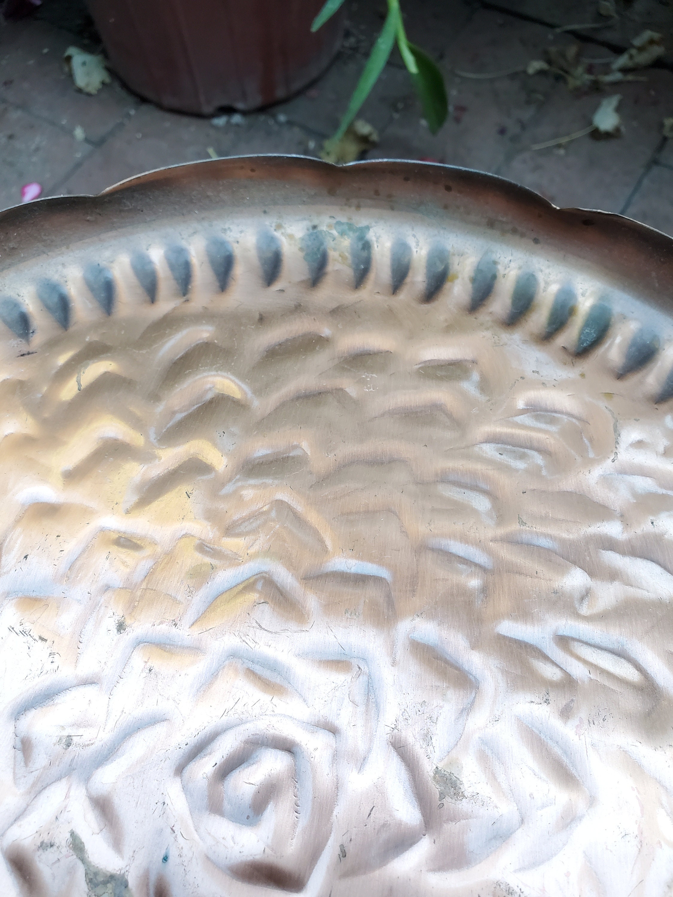 Vintage Gregorian Mid Century Hand Made Copper Serving Tray Scrolled ...