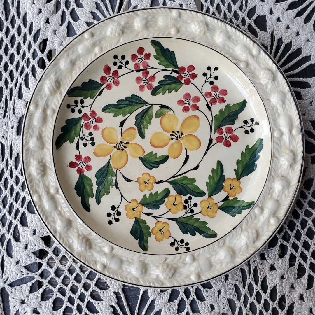 Vintage Titian Ware Hand Painted Floral Design Plate Yellow Red Green ...