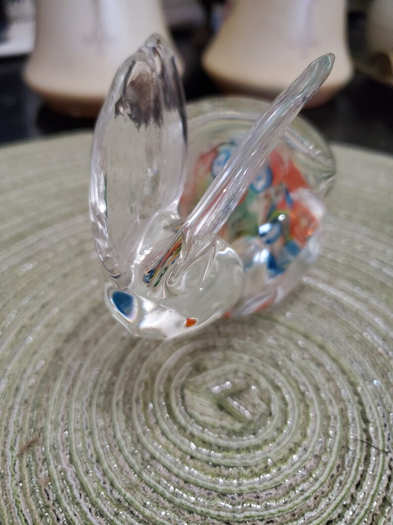 Vintage Murano Italy Millefiori Glass Rabbit Paperweight Desk Accessory ...