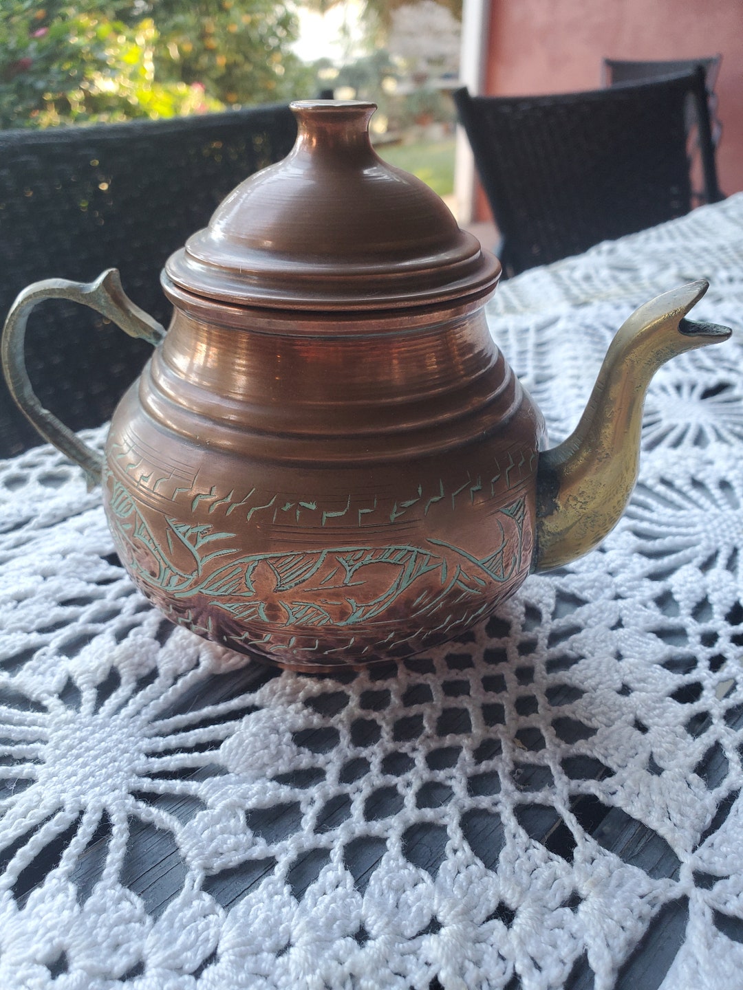 Vintage Tiny Copper and Brass Teapot Turkish Coffee Espresso Cappuccino ...