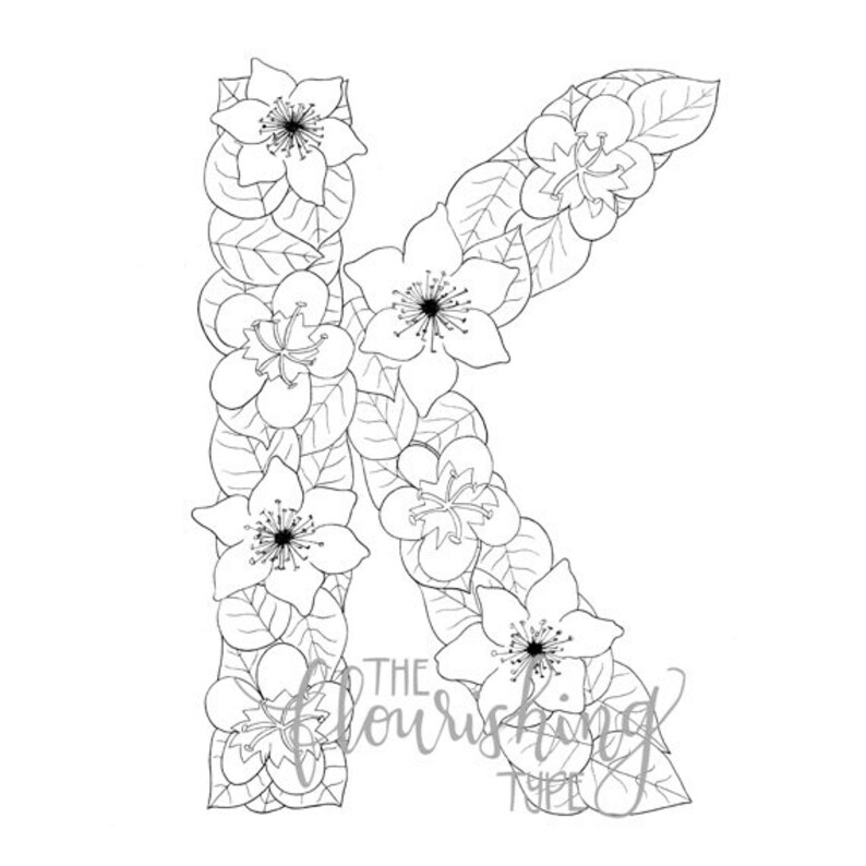 Printable Colouring Page - Letter K Floral Inspired - Kaffir Lily ...