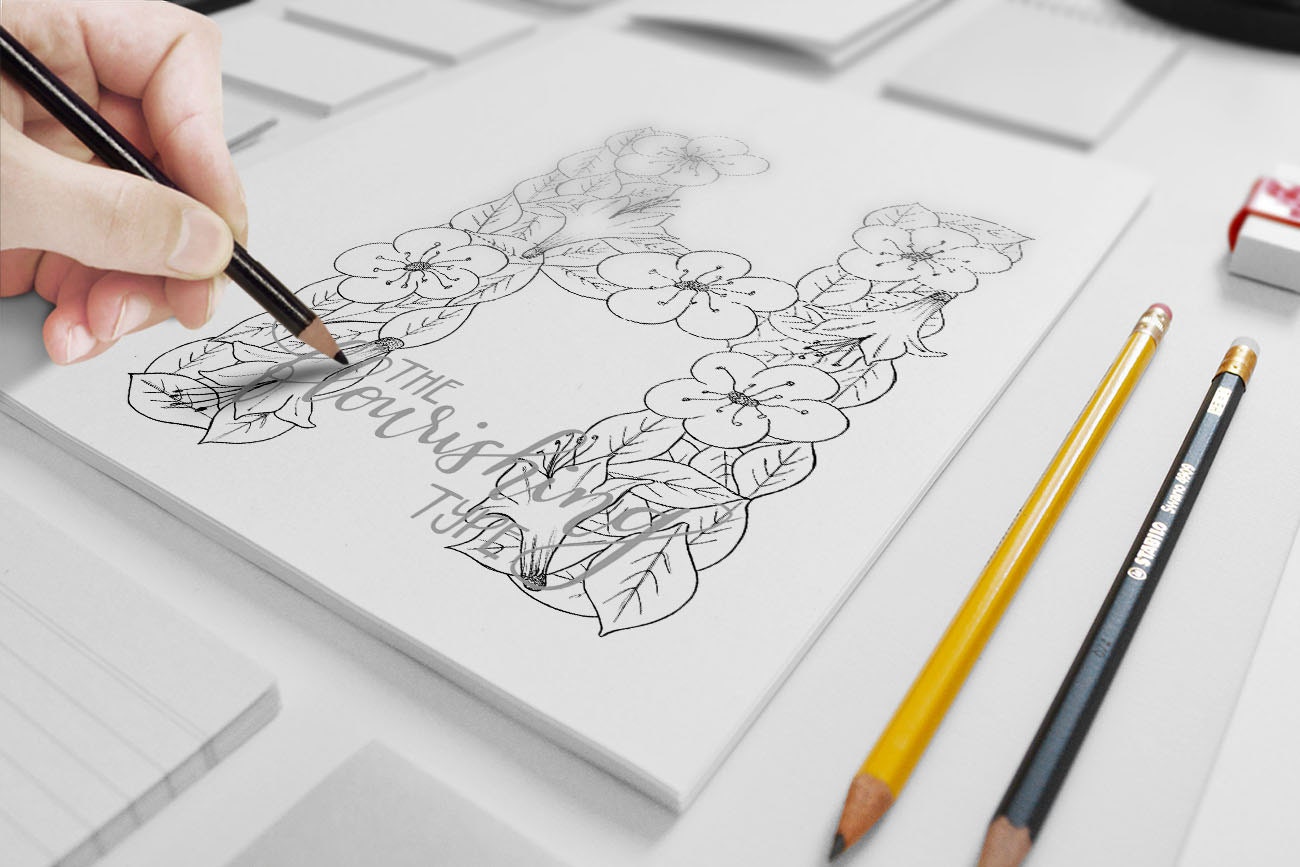 Printable Colouring Page - Letter H Floral Inspired - Hawthorn ...