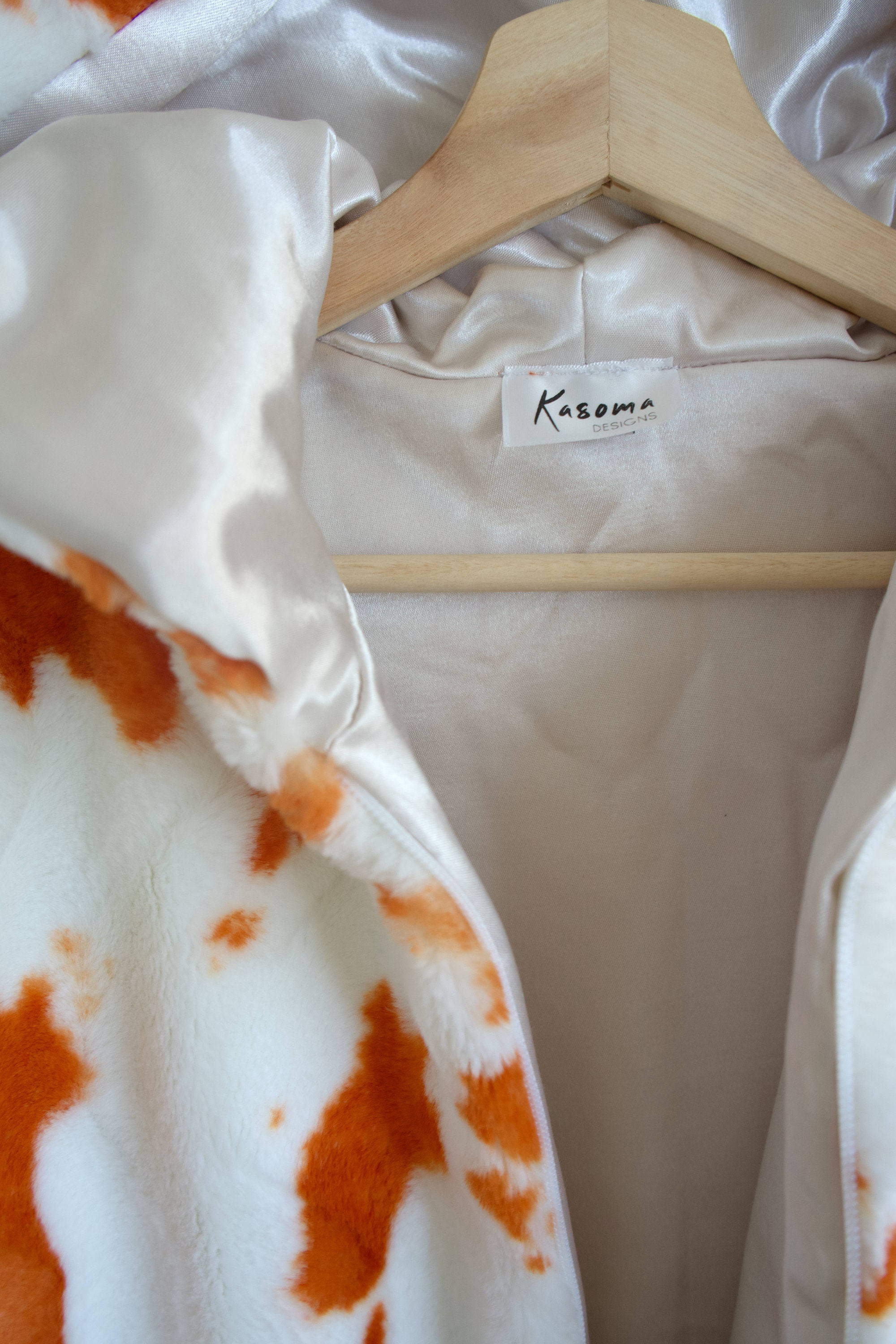 Fuzzy Faux Fur Orange Cow Print Hooded Jacket Soft Fuzzy Cow - Etsy