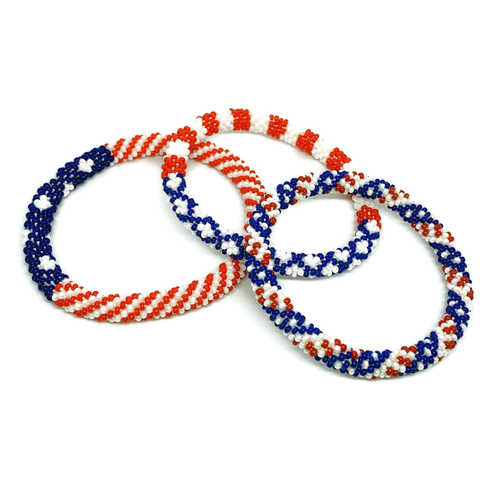 Red White and Blue USA Flag Bracelets. Patriotic Colors | Etsy