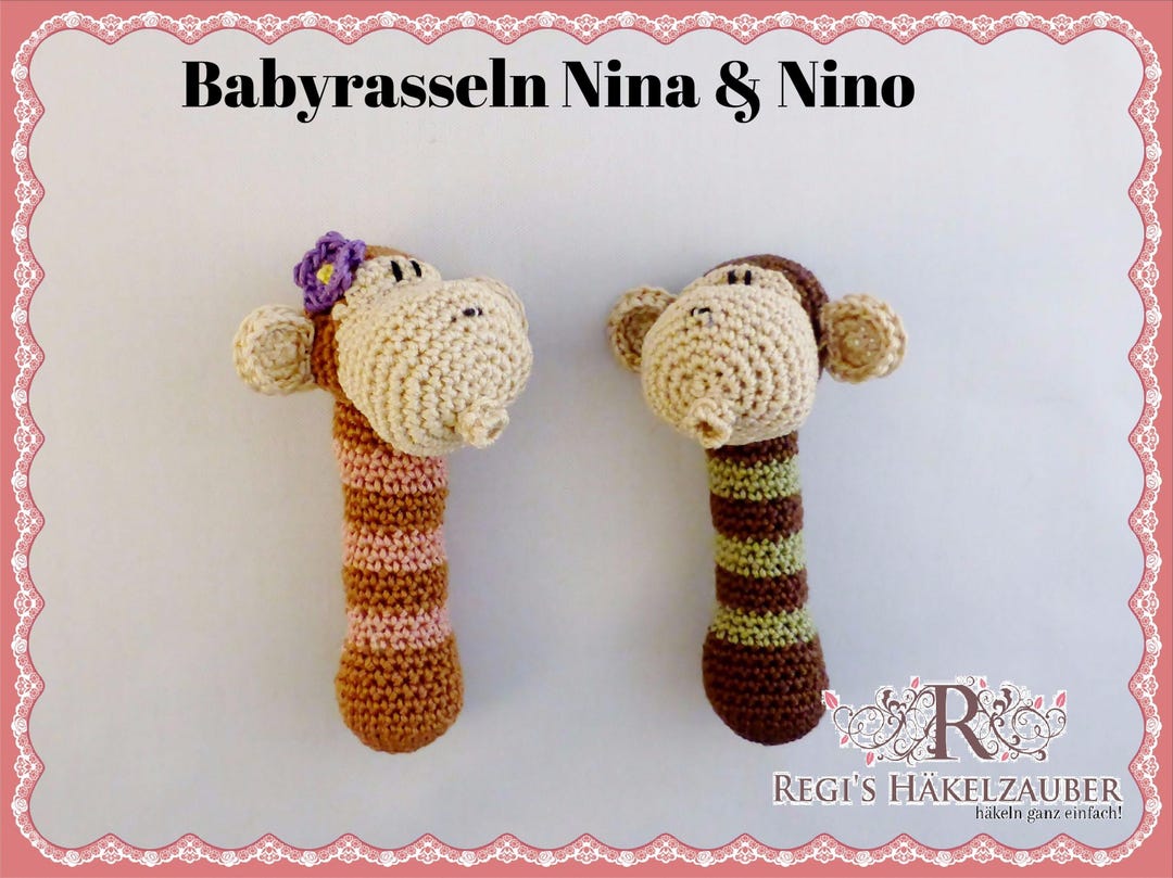 Cuddly Baby Rattles Monkeys Nino & Nina - Etsy