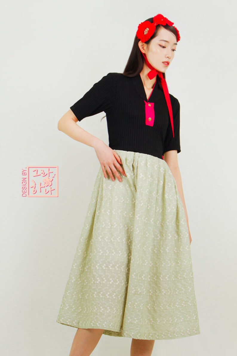 Granghana Embroidery Hanbok Dress mint - Etsy