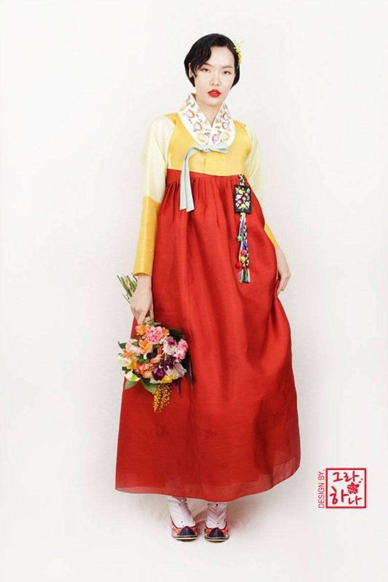 Red Sunflower Hanbok Set - Etsy