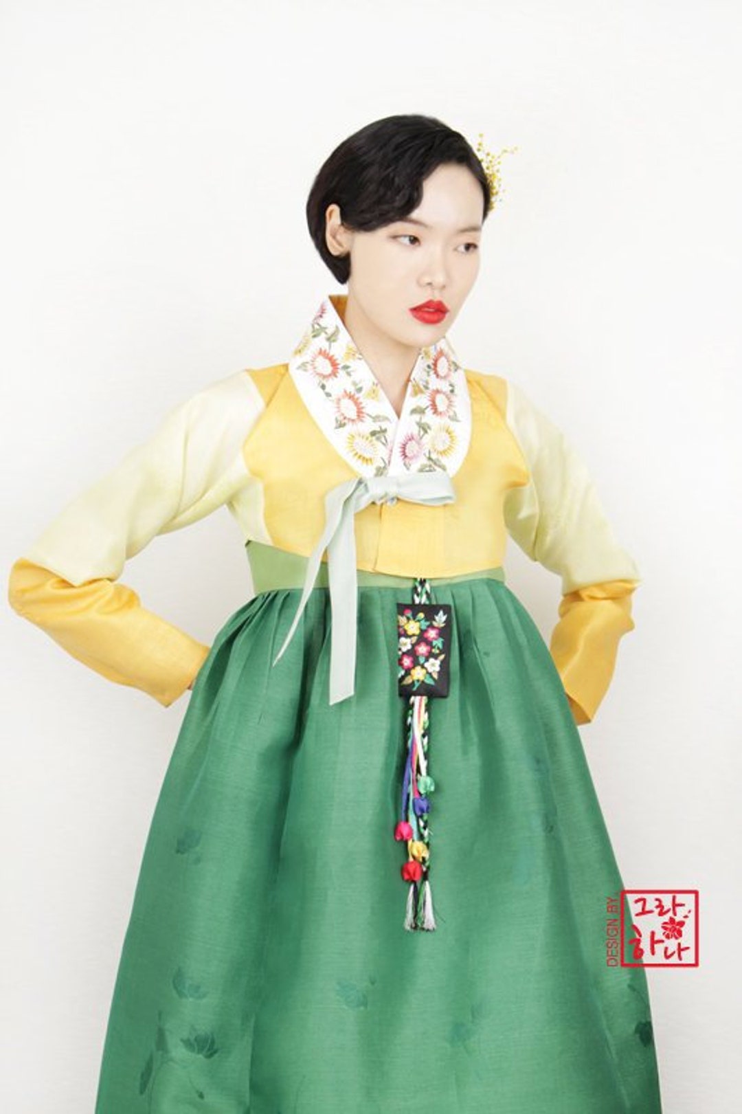 Green Sunflower Hanbok Set - Etsy