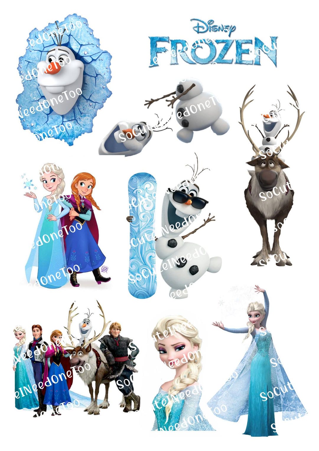 Frozen Waterslide Decals: Anna, Elsa, Olaf - Laser Printed - Etsy