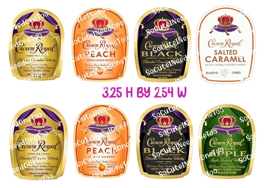Crown Royal Flavors Waterslide Decals: Apple, Peach, Black, Tumbler ...