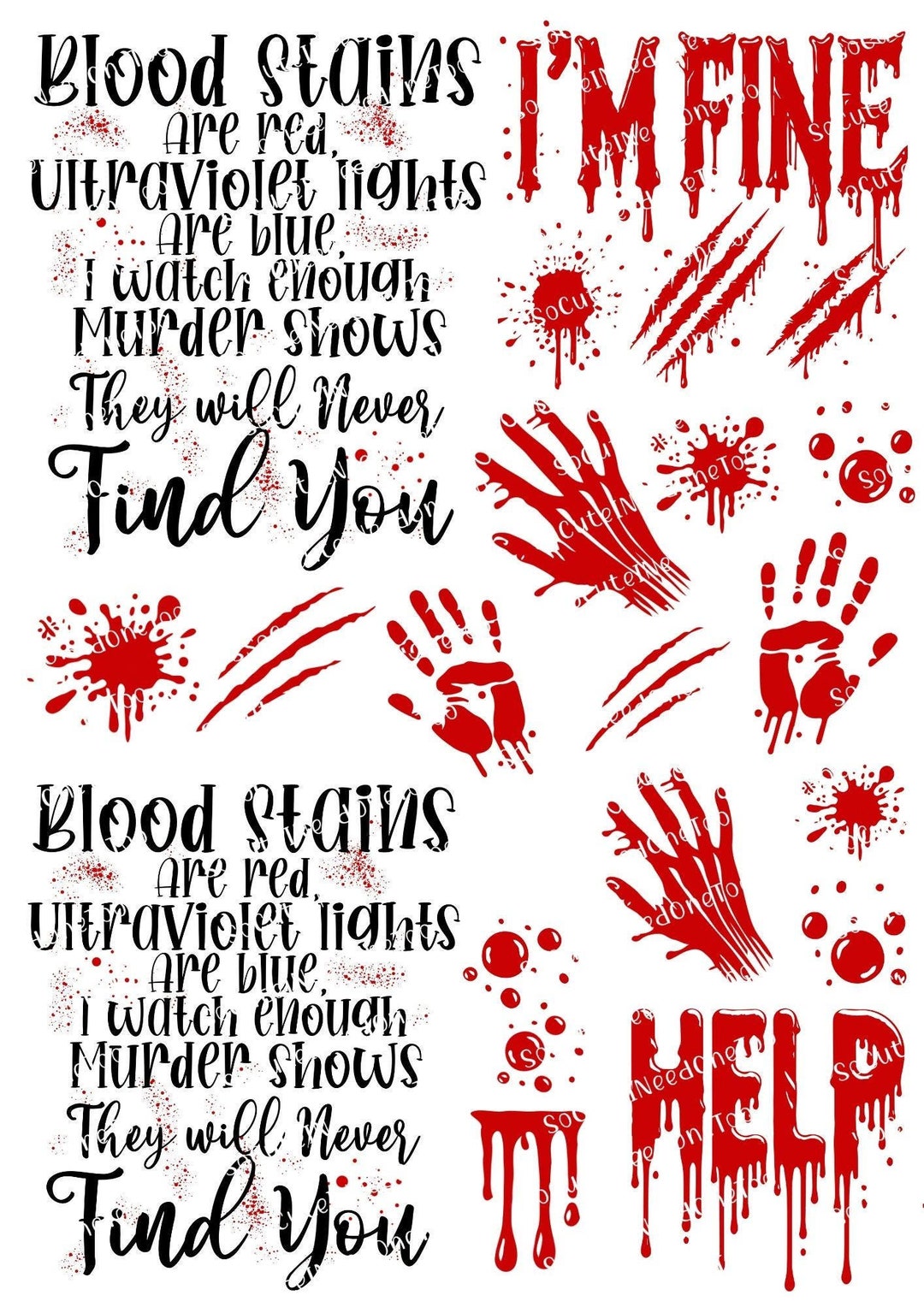 Blood Splatter Decals, Bloody Hand Prints, Realistic Bloody Decals, and ...