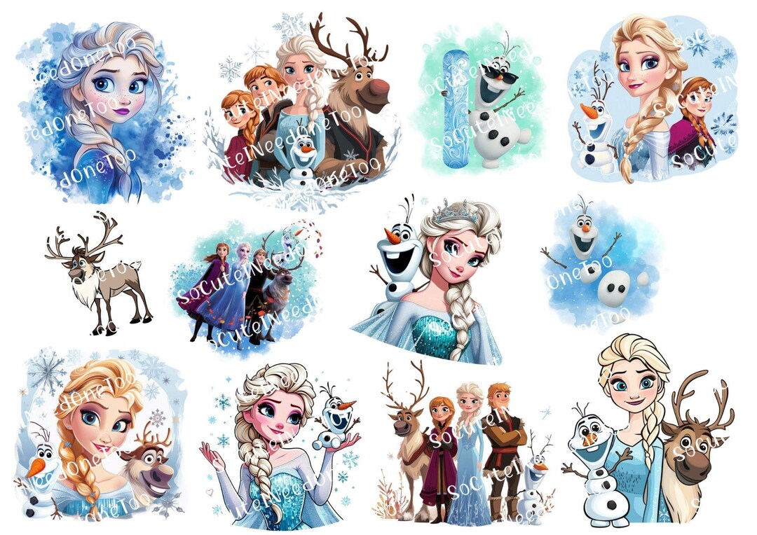 Frozen Waterslide Decals: Anna, Elsa & Olaf - Tumbler Decoration - Etsy