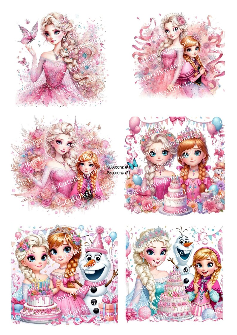 Frozen Waterslide Decals: Anna, Elsa & Olaf - Tumbler Decoration - Etsy