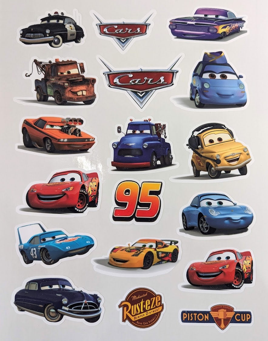 Pixar Cars Vinyl Stickers - Lightning Mcqueen, Mater, and More - Etsy