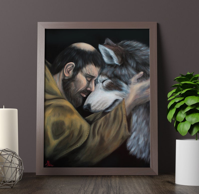St Francis of Assisi, Wolf Art, Catholic Art, Religious Wall Art ...