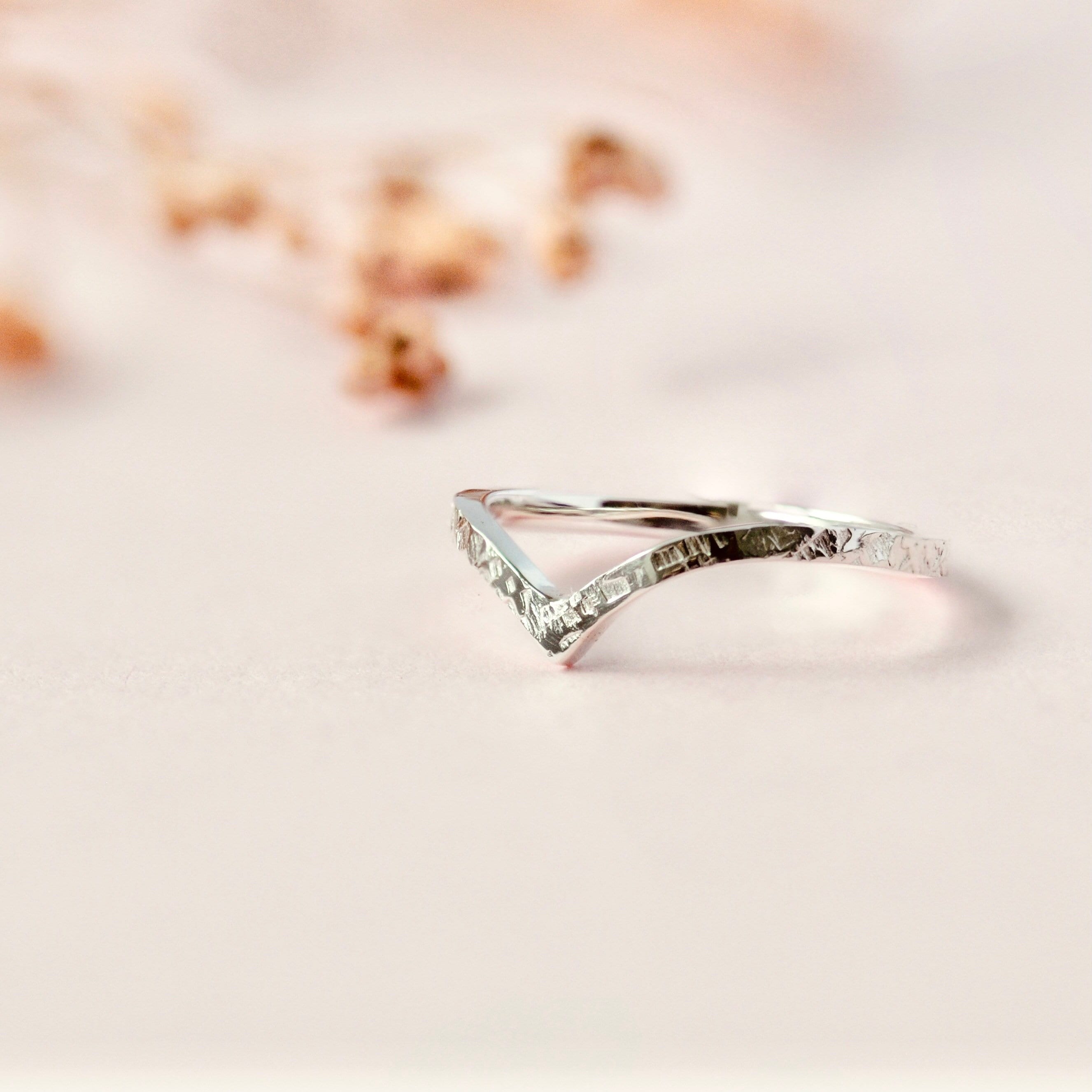 Silver Chevron Ring Wishbone Ring Stacking Ring V Shaped - Etsy