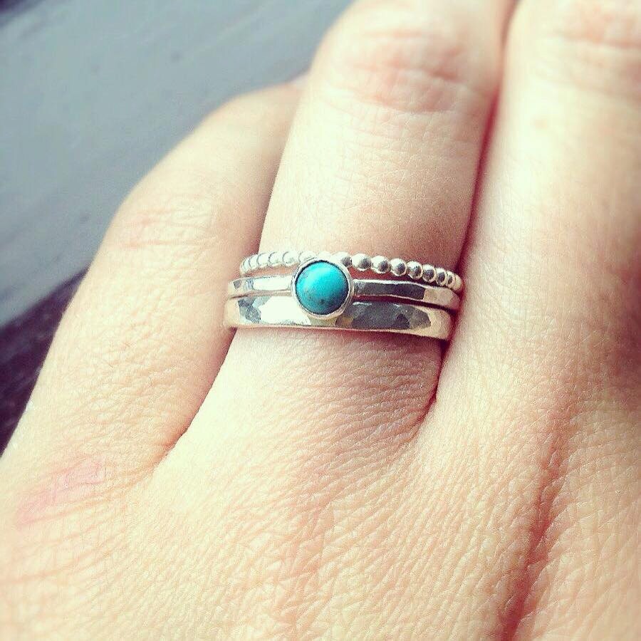 Stacking Rings Turquoise Ring Silver Stacking Rings Rings - Etsy