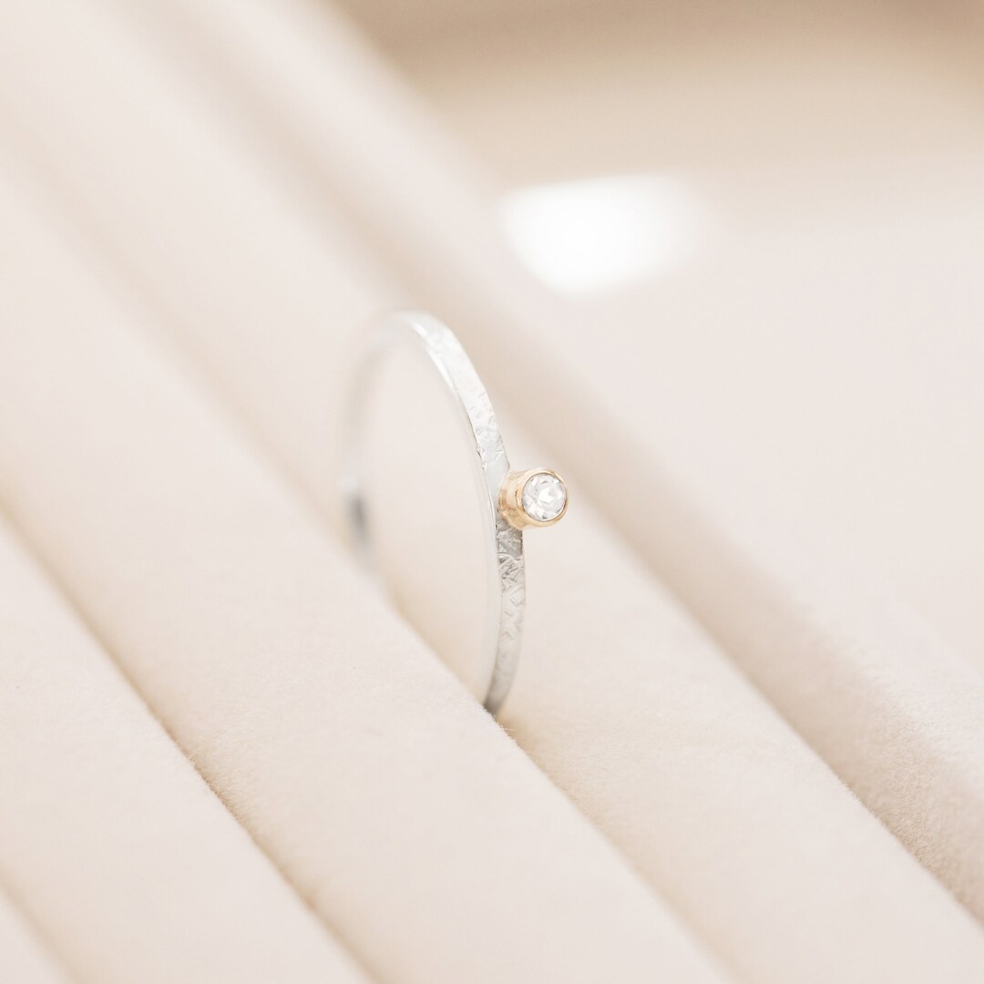 Diamond Ring April Birthstone Ring Sterling Silver Gemstone - Etsy UK