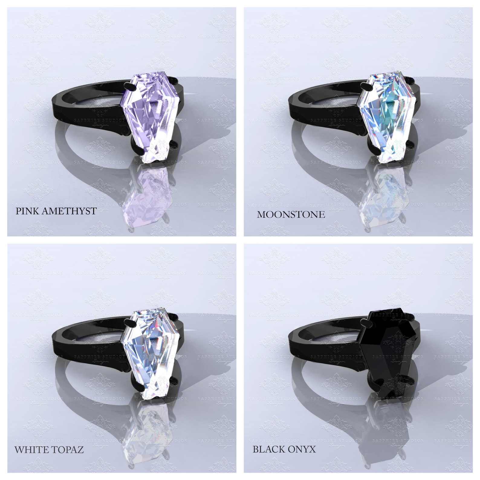 Autumn 10k Black Gold Natural Coffin Cut Ring Choose your | Etsy