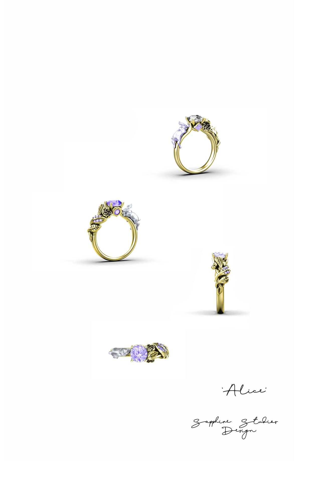 Alice - Gold Ring ‘two Worlds’ Alice in Wonderland Collection - Etsy