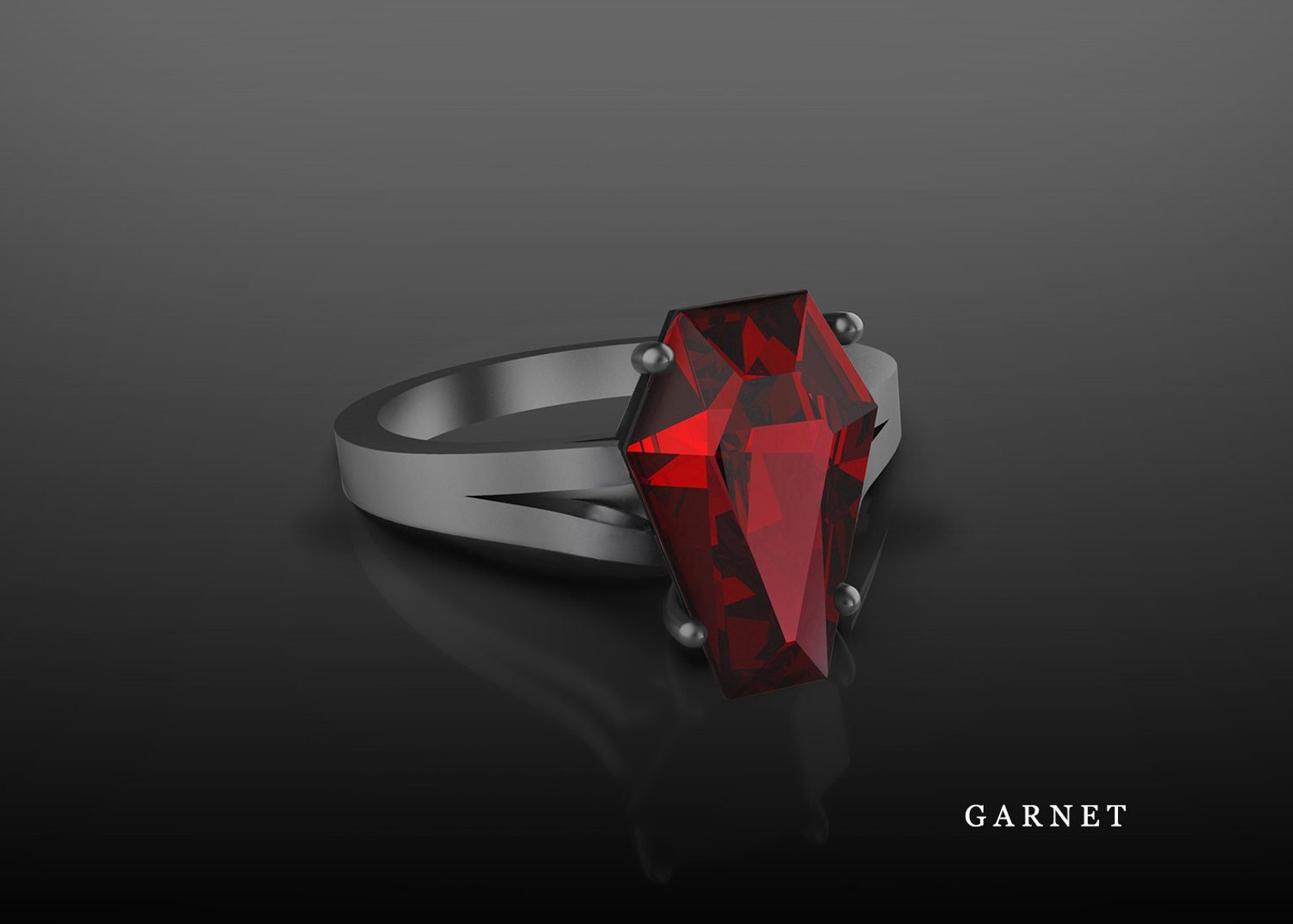 Autumn 10k Black Gold Natural Coffin Cut Ring - Etsy