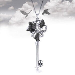Realms Raven Skull Key Pendant Necklace - Etsy