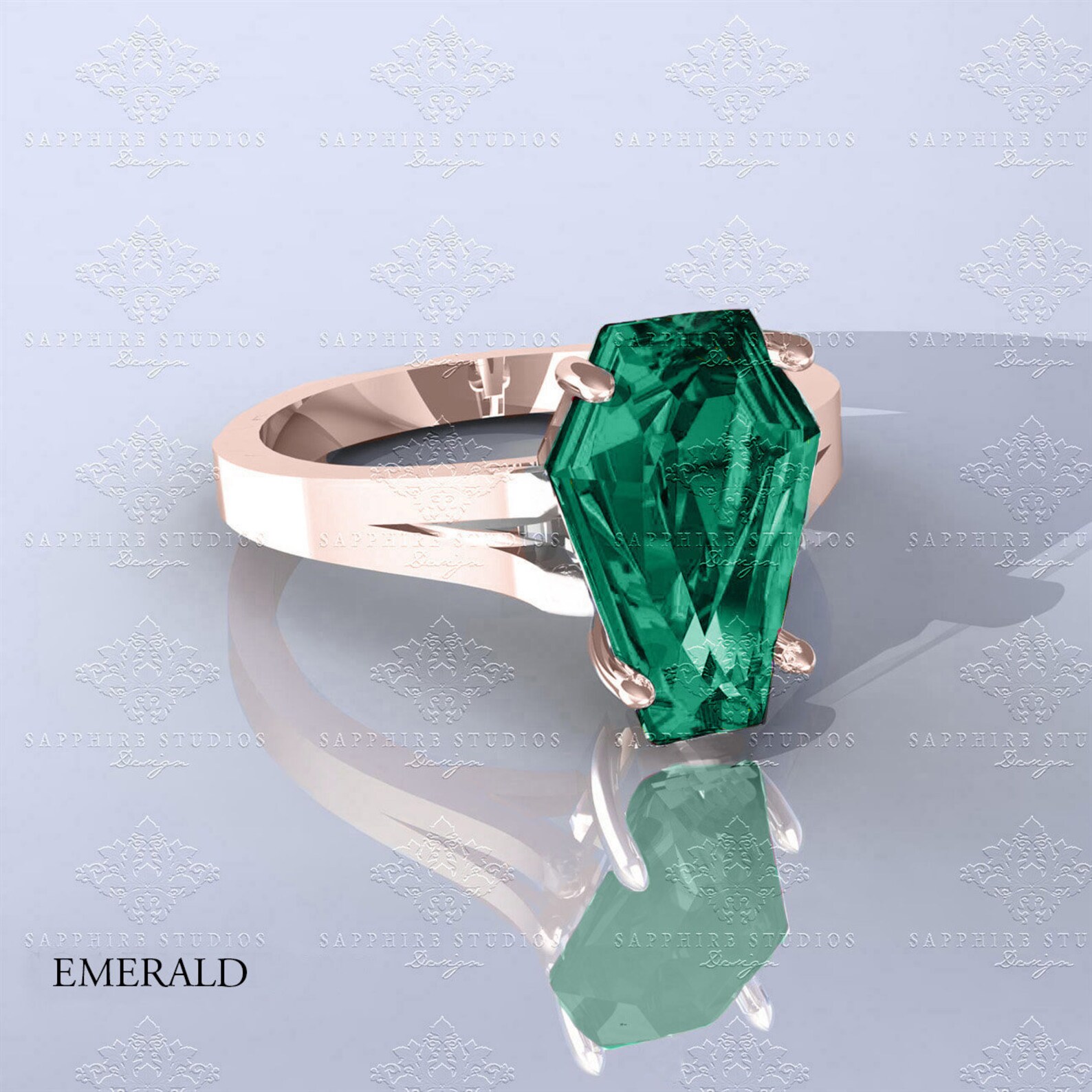 Autumn 10k Rose Gold Natural Coffin Cut Ring Choose your | Etsy