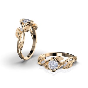 Ivy Fleur Gold Flower Vine Engagement Ring - Etsy