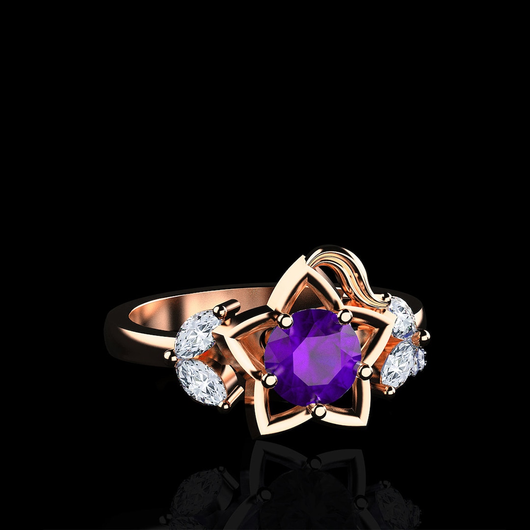 Destiny - Natural Amethyst & Diamond Inspired Kingdom Hearts Ring - Etsy